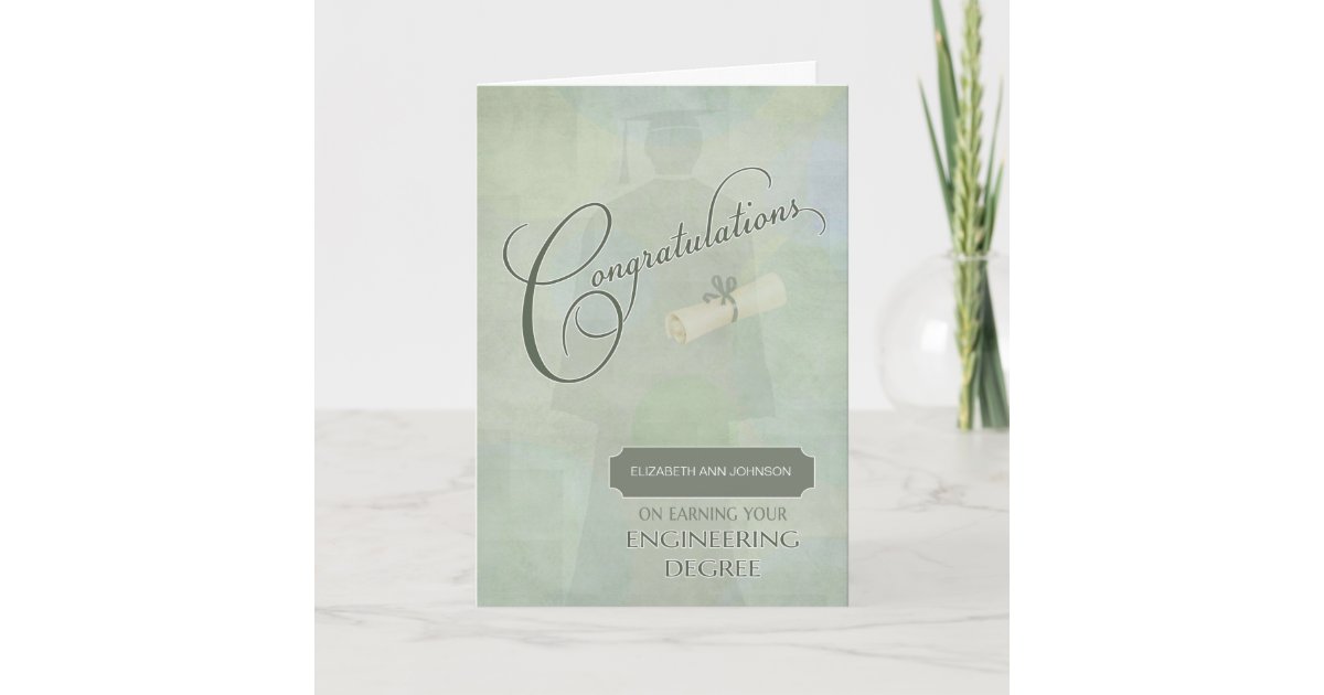Congratulations Engineering Degree Graduate w-name Card | Zazzle