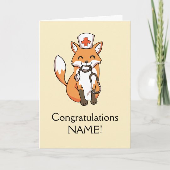 Congratulations Fox Nurse Personalised Template | Zazzle.com