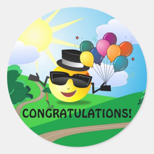 Congratulations! from Smiley Round Sticker | Zazzle