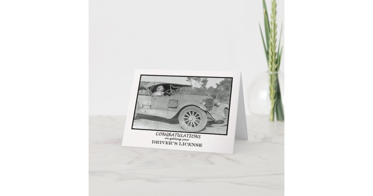 Congratulations getting drivers license, old car. card | Zazzle