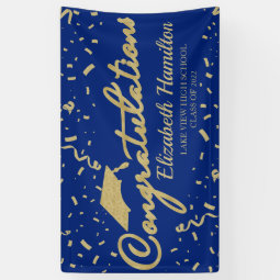 Congratulations Gold And Blue Graduation Banner | Zazzle