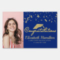 Congratulations Gold And Blue Photo Graduation Sign | Zazzle