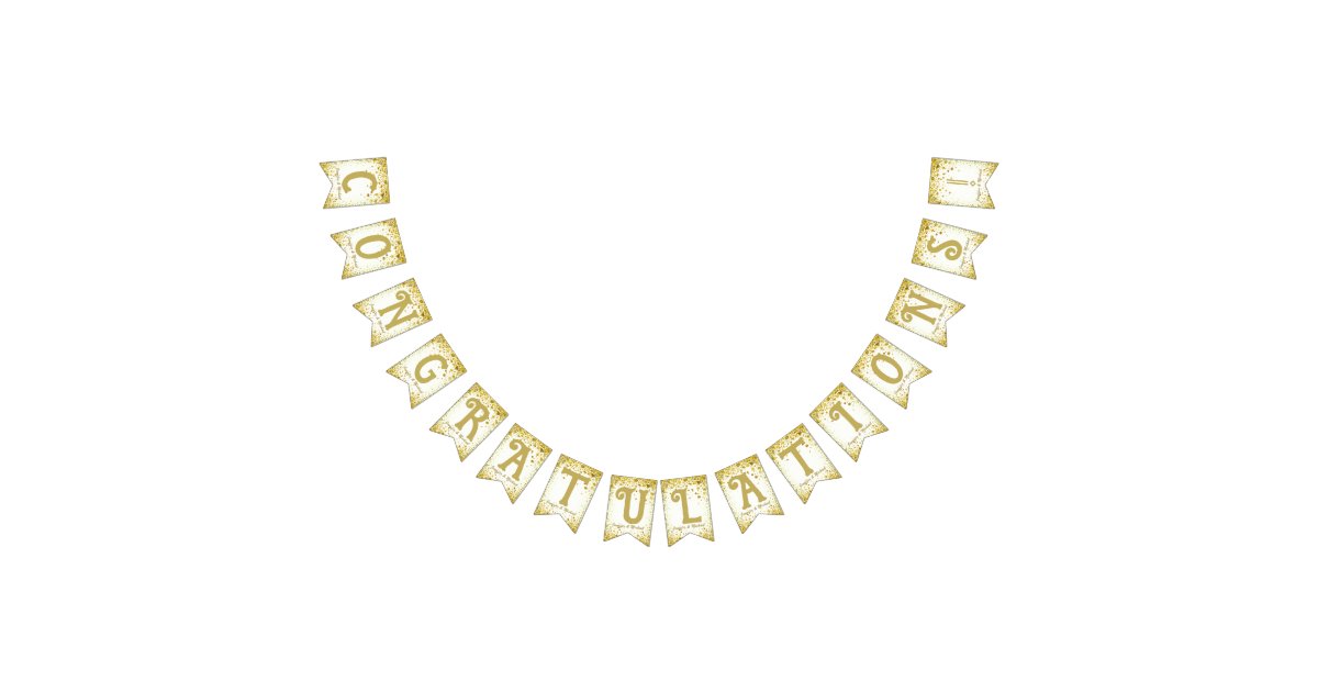 ☆CONGRATULATIONS☆ Gold Confetti Bunting Flags | Zazzle