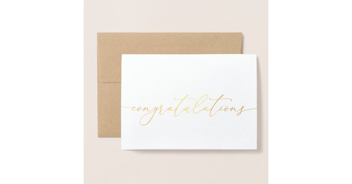 Congratulations Gold Foil Minimalist Congrats Card | Zazzle
