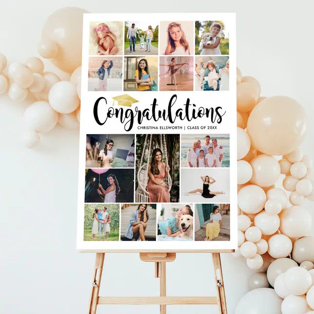 Congratulations Gold Graduation Photo Collage Foam Board | Zazzle