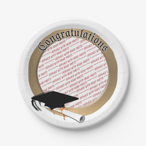 'Congratulations' Gold Graduation Photo Frame Paper Plates | Zazzle