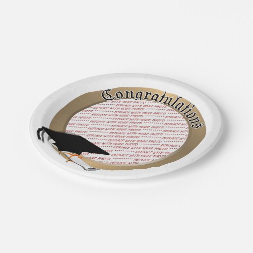 'Congratulations' Gold Graduation Photo Frame Paper Plates | Zazzle