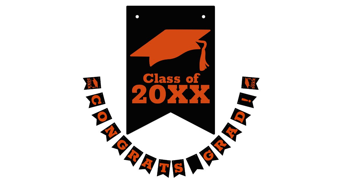 Congratulations Grad Black and Orange Bunting Flags | Zazzle