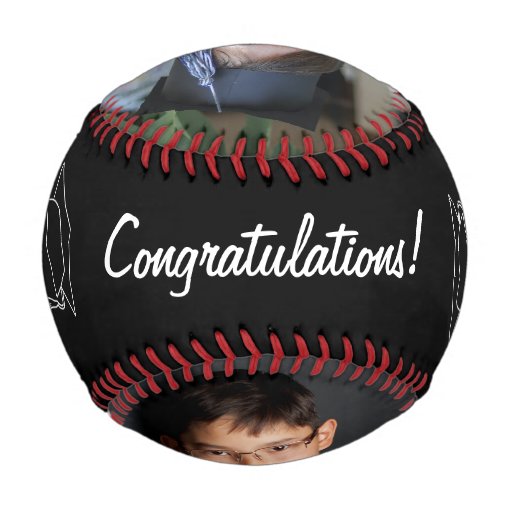 Congratulations Grad Black Graduation Cap 2 Photo Baseball | Zazzle