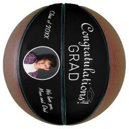 Congratulations Grad Black Graduation Photo Basketball | Zazzle