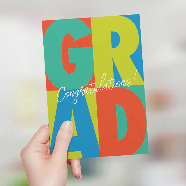 Congratulations grad bold colorful graduation card | Zazzle