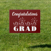 Congratulations Grad Fireworks Dark Red and White Sign | Zazzle