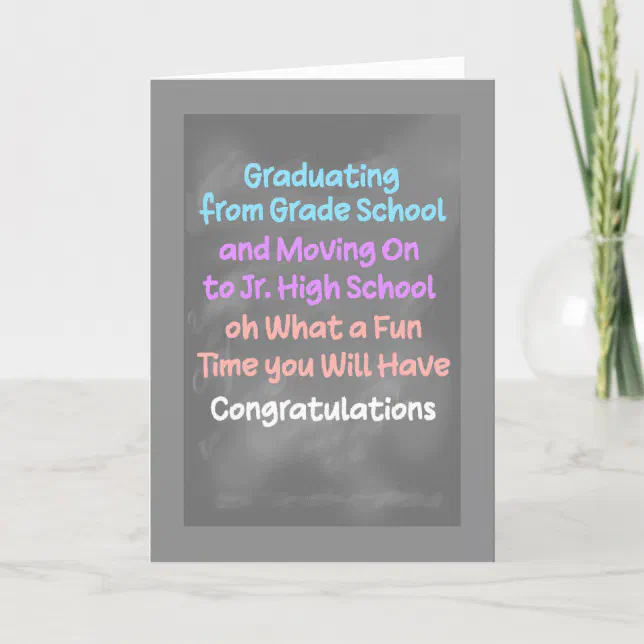 Congratulations Grad going into Junior High Thank You Card | Zazzle