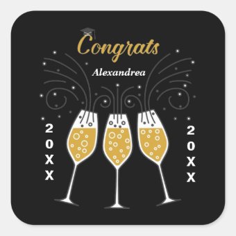 Congratulations Grad Graduation Gold Custom Square Sticker | Zazzle