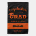 Congratulations Grad Orange Black Garden Flag | Zazzle
