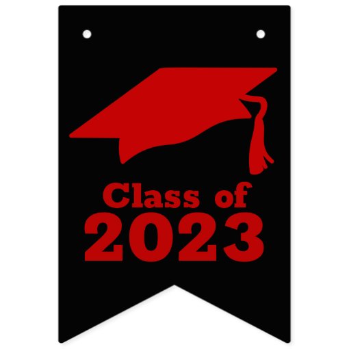 Congratulations Grad Scarlet Red on Black Bunting Flags | Zazzle