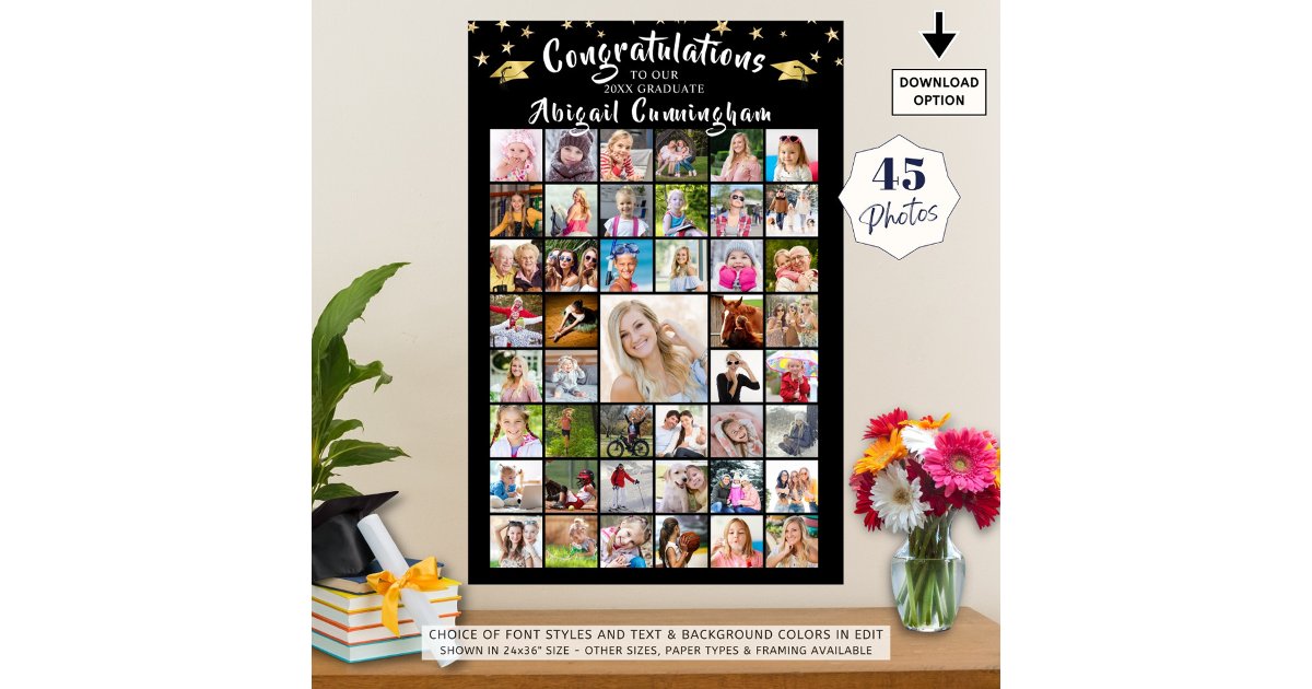 Congratulations Graduate 45 Photo Collage Poster | Zazzle
