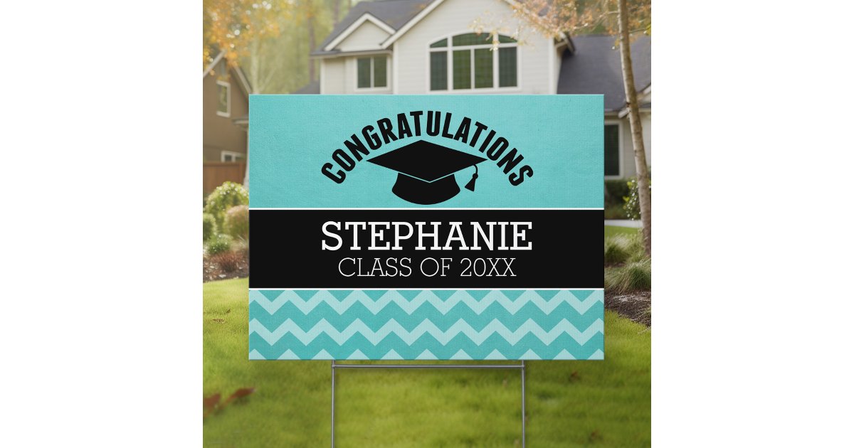 Congratulations Graduate - Aqua Black Graduation Sign | Zazzle