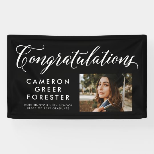 Congratulations graduate black photo banner | Zazzle.com