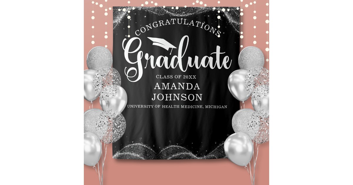 Congratulations Graduate Black White Graduation Tapestry | Zazzle