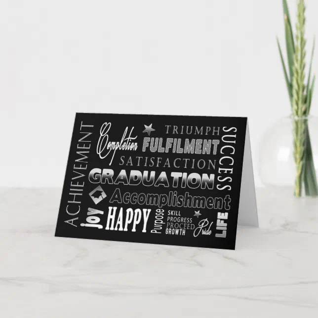 CONGRATULATIONS GRADUATE - BLACK WHITE TYPOGRAPHY CARD | Zazzle
