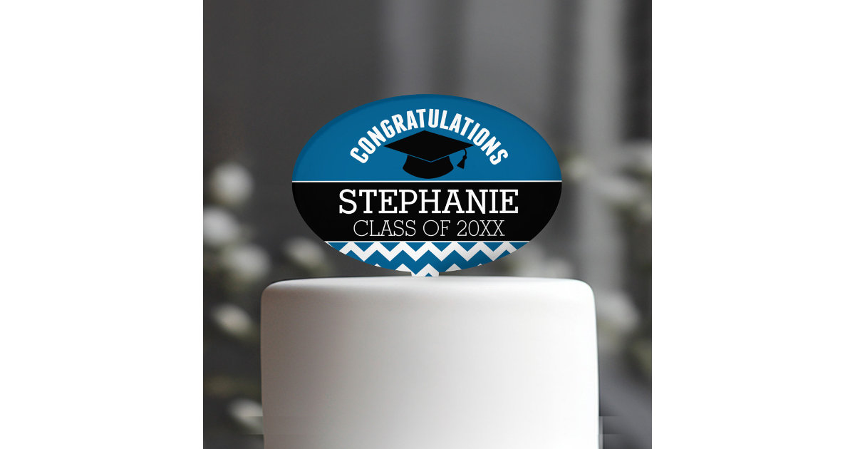 Congratulations Graduate - Blue Black Graduation Cake Topper | Zazzle