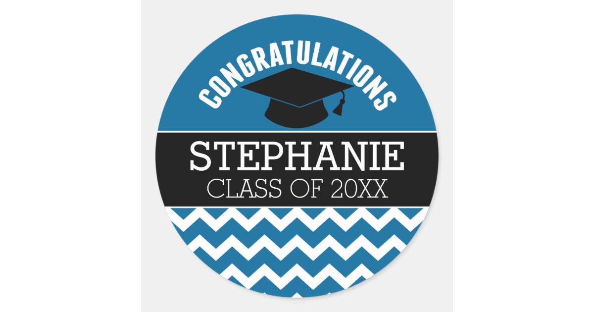 Congratulations Graduate - Blue Black Graduation Classic Round Sticker ...