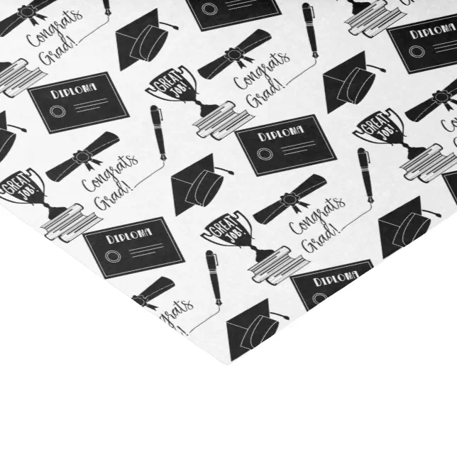 Congratulations Graduate Cap and Diploma Collage Tissue Paper | Zazzle