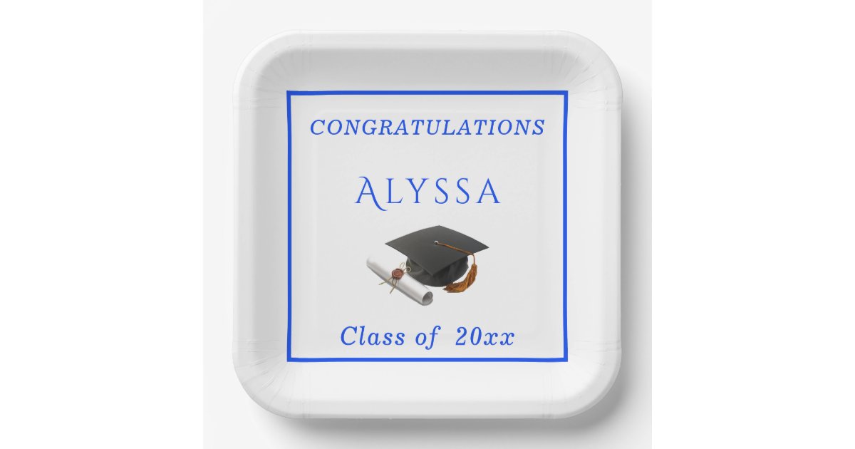 Congratulations Graduate Cap & Diploma Paper Plates | Zazzle