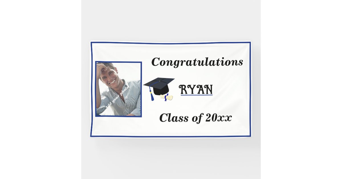 Congratulations Graduate Cap Diploma Photo Banner | Zazzle