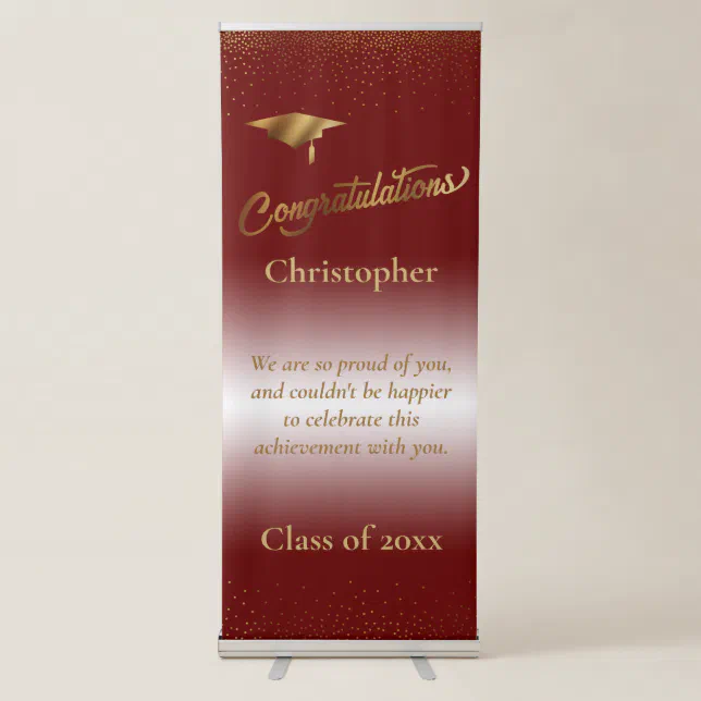 Congratulations Graduate Class of Burgundy Ombre Retractable Banner ...