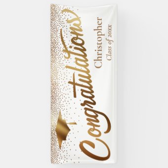Congratulations Graduate, Class of Gold on White Banner | Zazzle