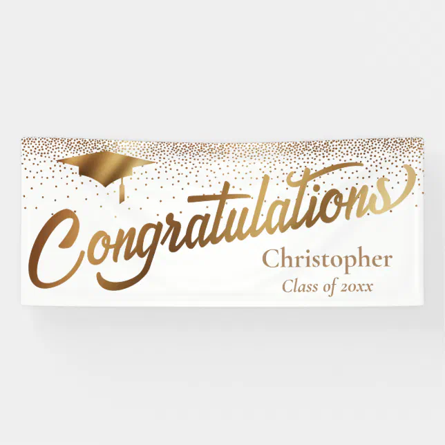 Congratulations Graduate, Class of Gold on White Banner | Zazzle