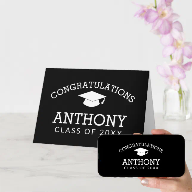 Congratulations Graduate - Classic Grad Cap Black Card | Zazzle