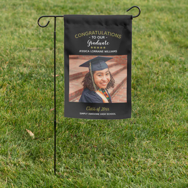 Congratulations Graduate Custom Photo Graduation Garden Flag | Zazzle