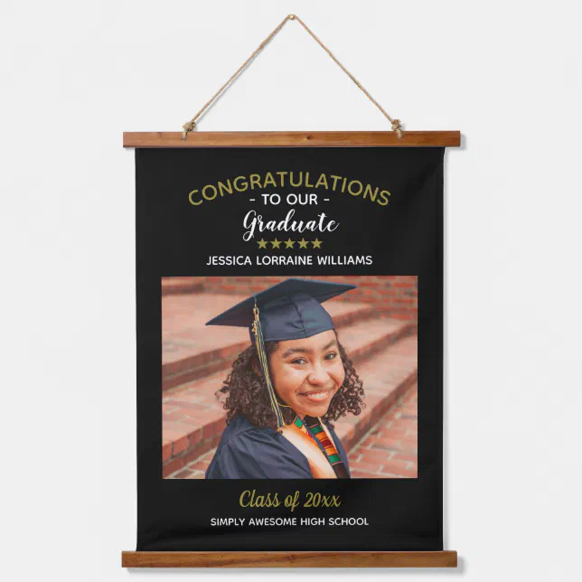 Congratulations Graduate Custom Photo Graduation Hanging Tapestry | Zazzle