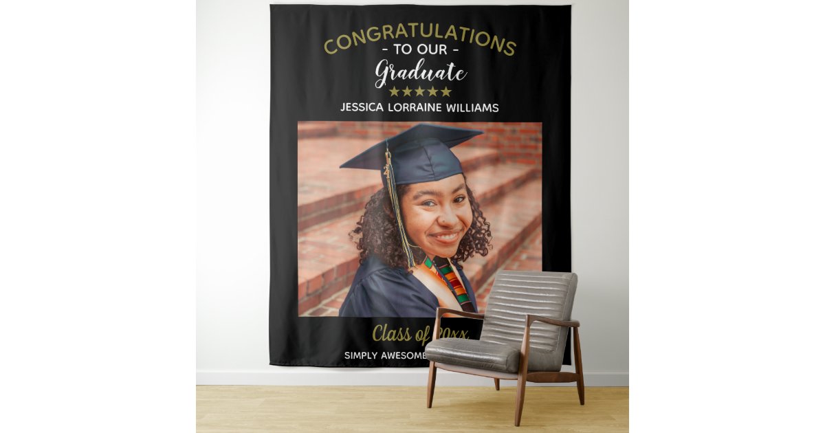 Congratulations Graduate Custom Photo Graduation Tapestry | Zazzle