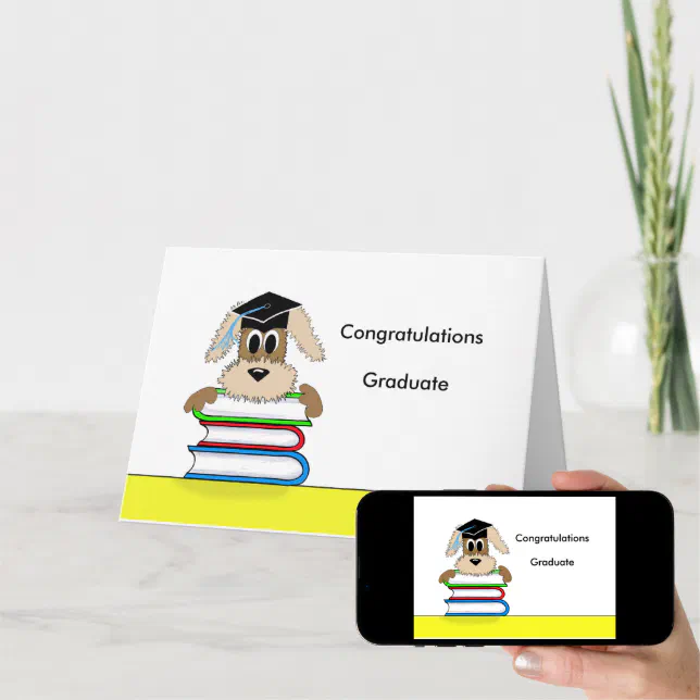 Congratulations Graduate Dog on Book Stack Card | Zazzle