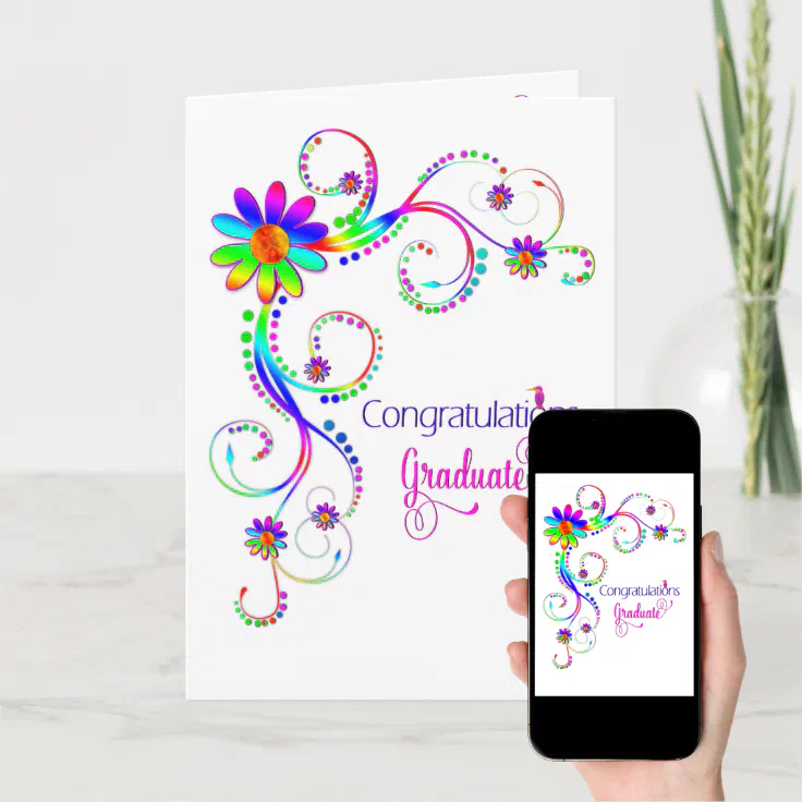 Congratulations Graduate, Floral-Vivid Colors Card | Zazzle