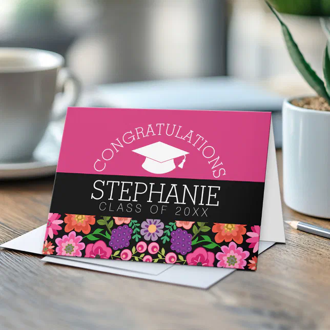 Congratulations Graduate Girly Flowers Graduation Card | Zazzle