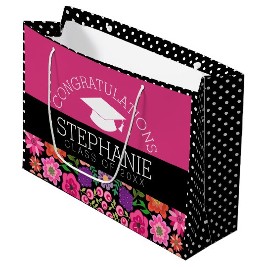 Congratulations Graduate Girly Flowers Graduation Large Gift Bag ...