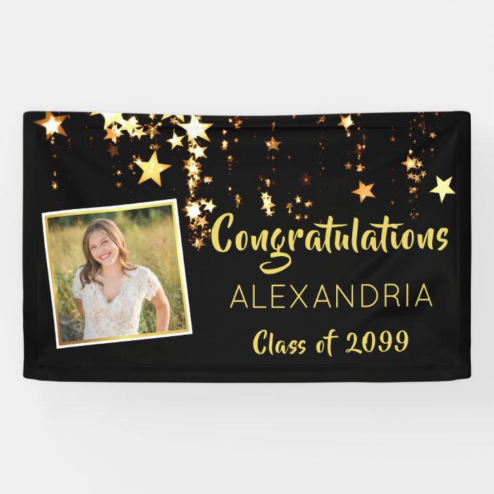 Congratulations Graduate | Gold Stars | Photo Banner | Zazzle.com
