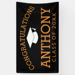 Congratulations Graduate Graduation Black Orange Banner | Zazzle