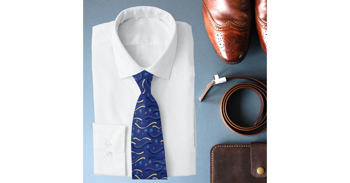 Congratulations Graduate Graduation Blue Gold Neck Neck Tie | Zazzle