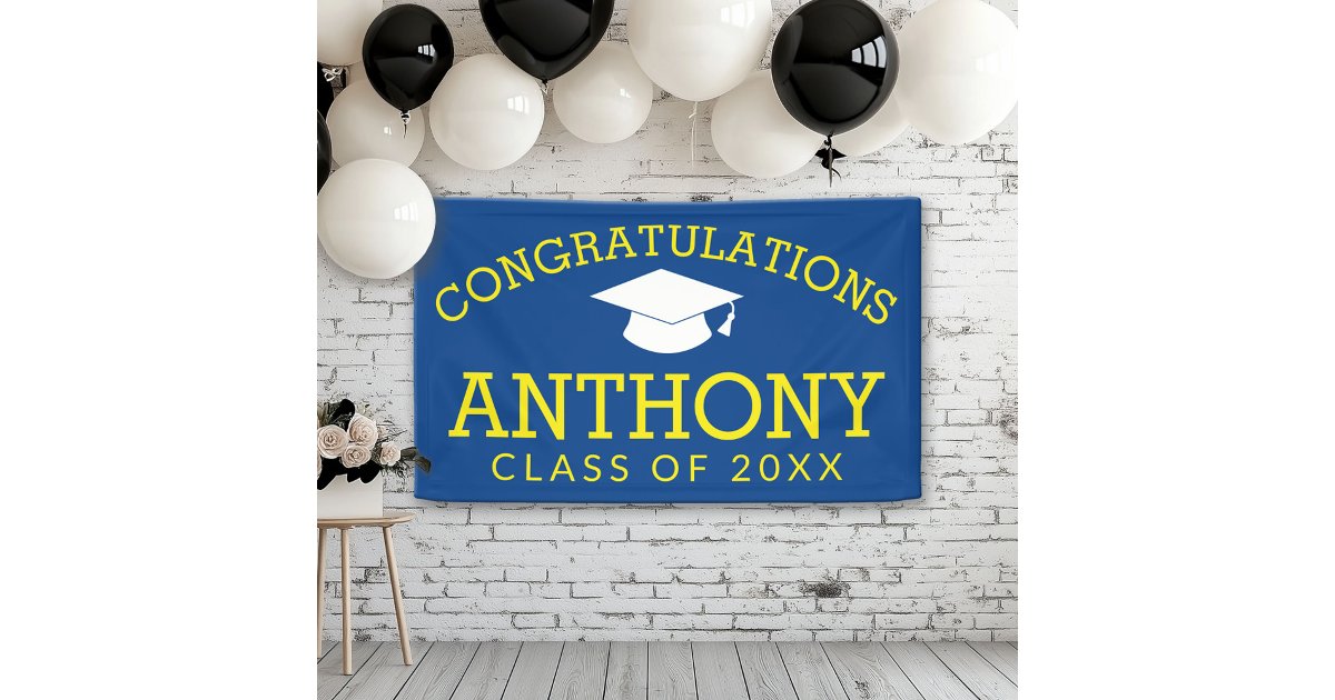 Congratulations Graduate Graduation - blue yellow Banner | Zazzle
