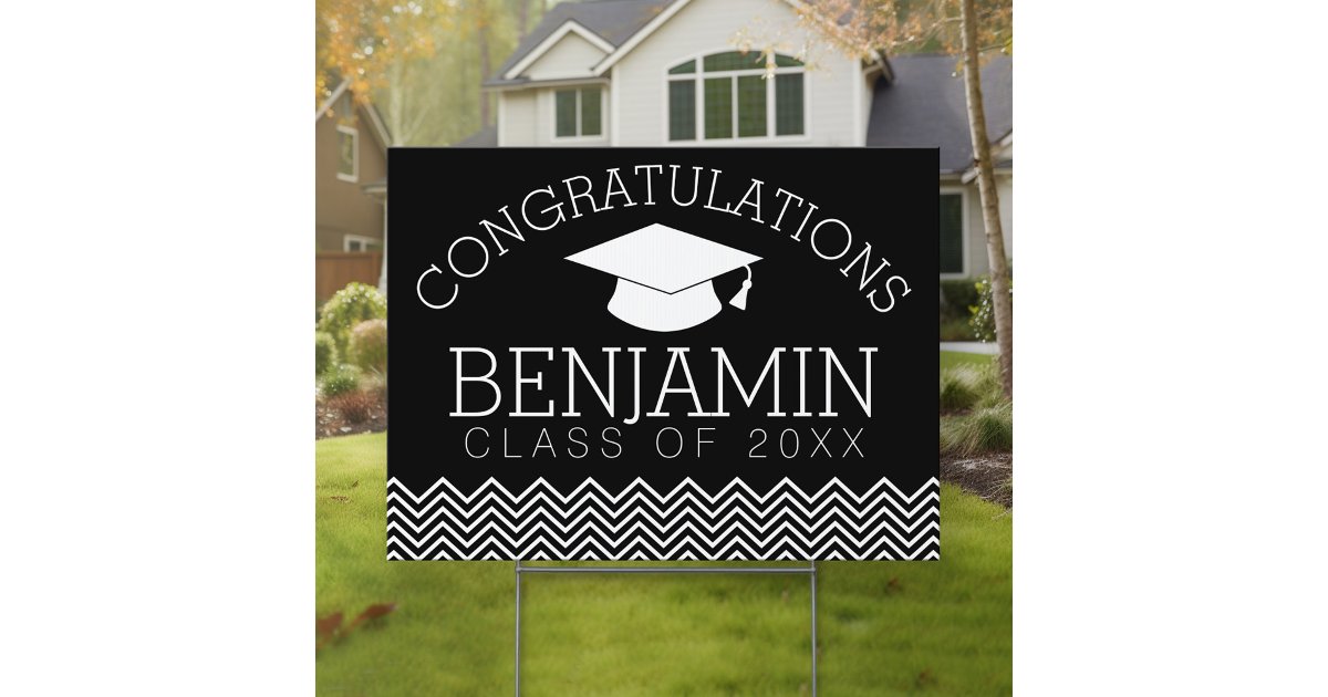 Congratulations Graduate Graduation Can Edit Black Yard Sign | Zazzle