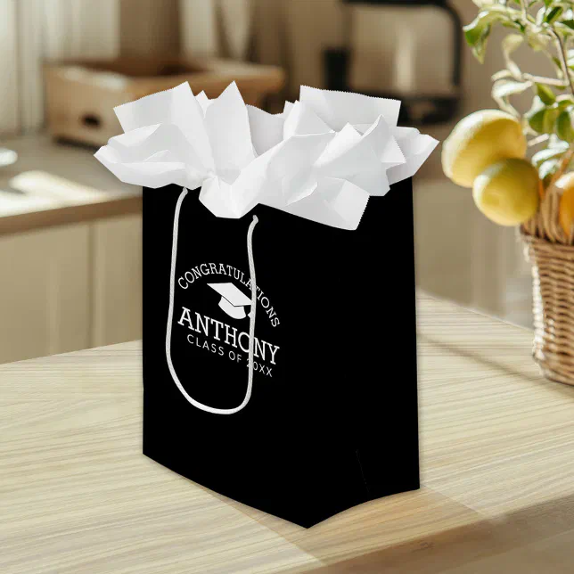 Congratulations Graduate Graduation Cap black Small Gift Bag | Zazzle