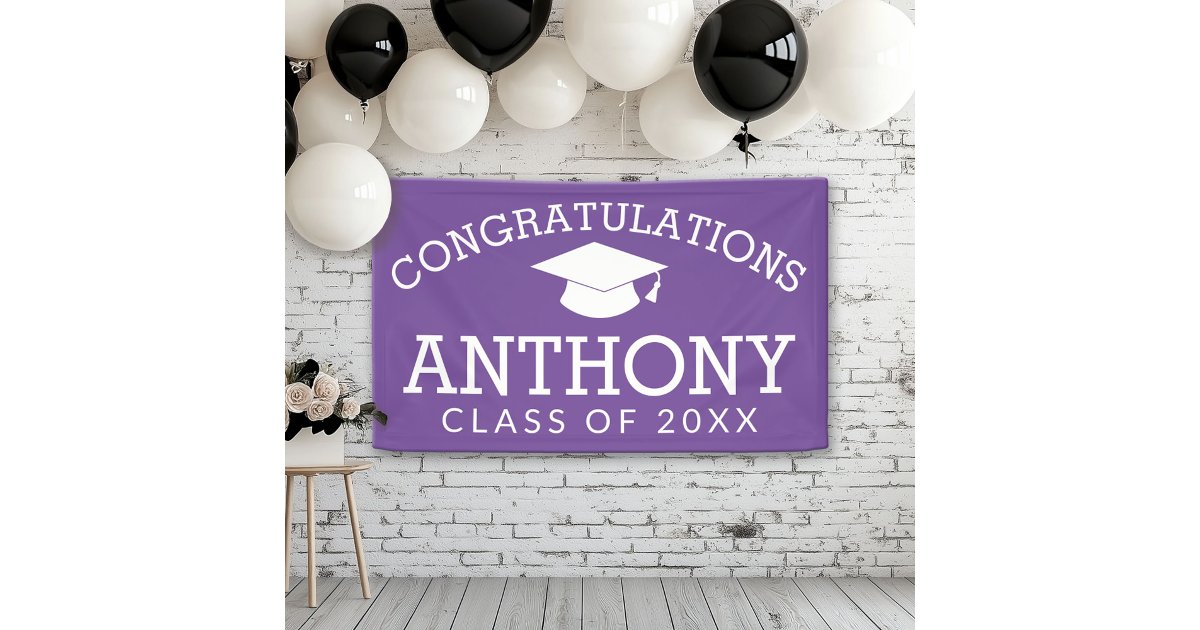 Congratulations Graduate Graduation Cap Purple Banner | Zazzle