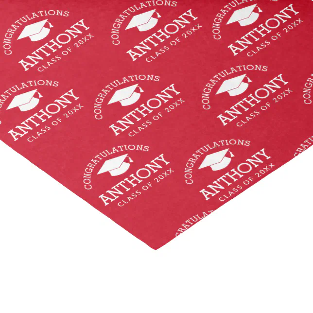 Congratulations Graduate Graduation Cap red white Tissue Paper | Zazzle