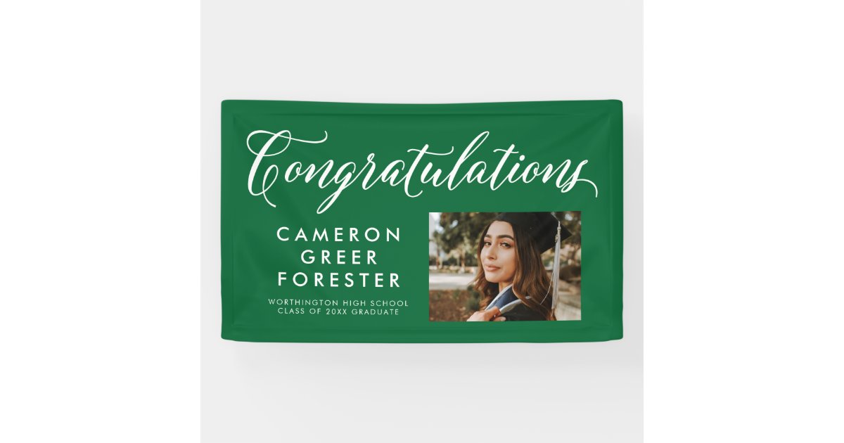 Congratulations graduate green photo banner | Zazzle